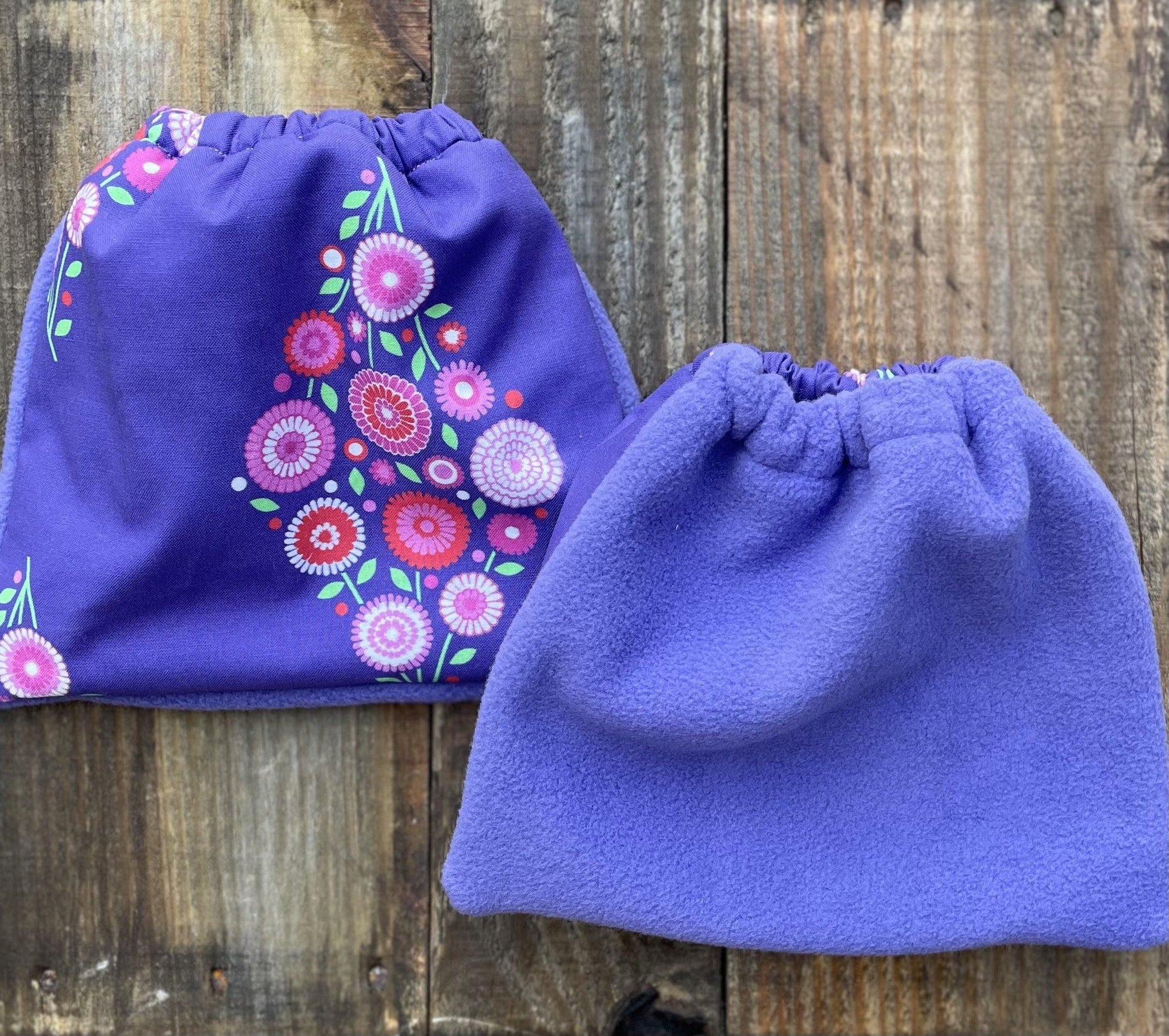 English Stirrup Covers-Purple Flower Stirrup Bag-Sister Sue's Closet
